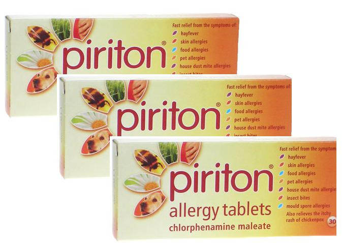 Piriton Allergy Tablets - 3 x 30 Tablets | Fast Relief Hayfever Tablets