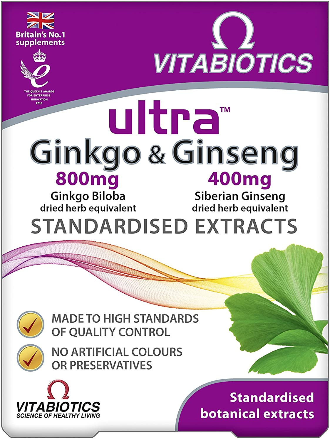 Vitabiotics Ultra Ginkgo and Ginseng Tablets 60 Tablets